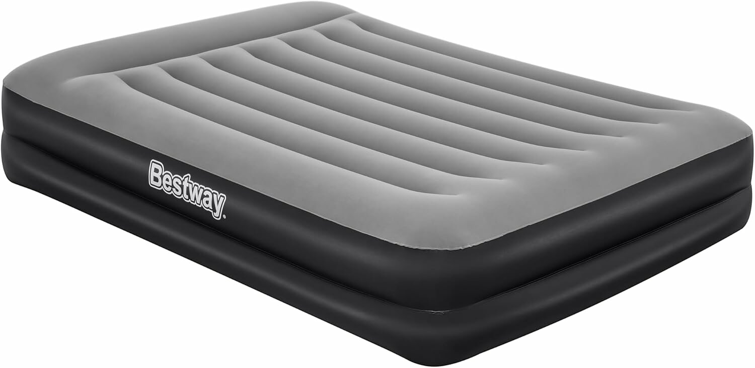 Матрас надувной двухместный Bestway 152х203х46 см черный, с подголовником и встроенным электронасосом, до 300 кг