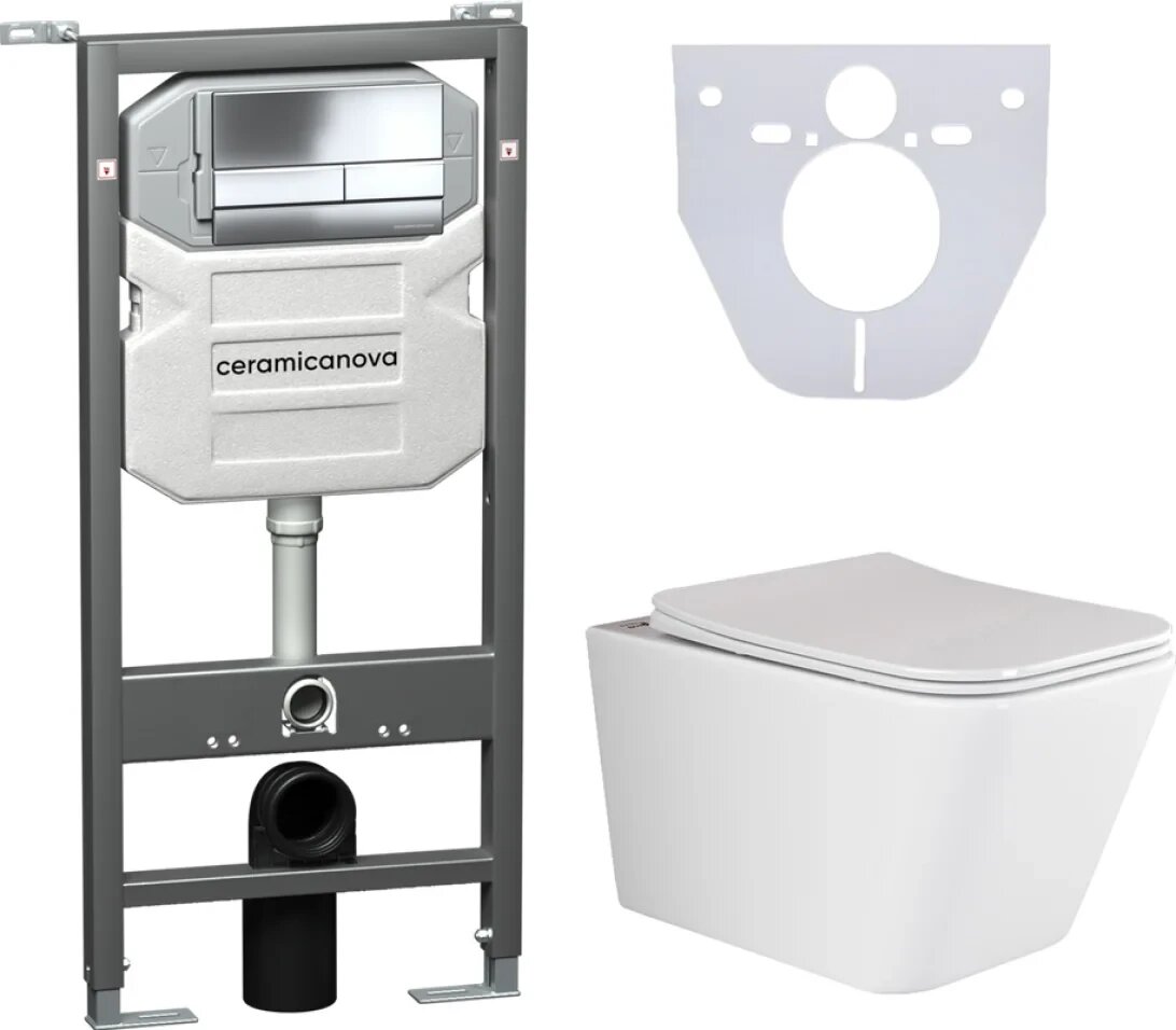 Комплект Унитаз подвесной Ceramicanova Metric CN3007 безободковый