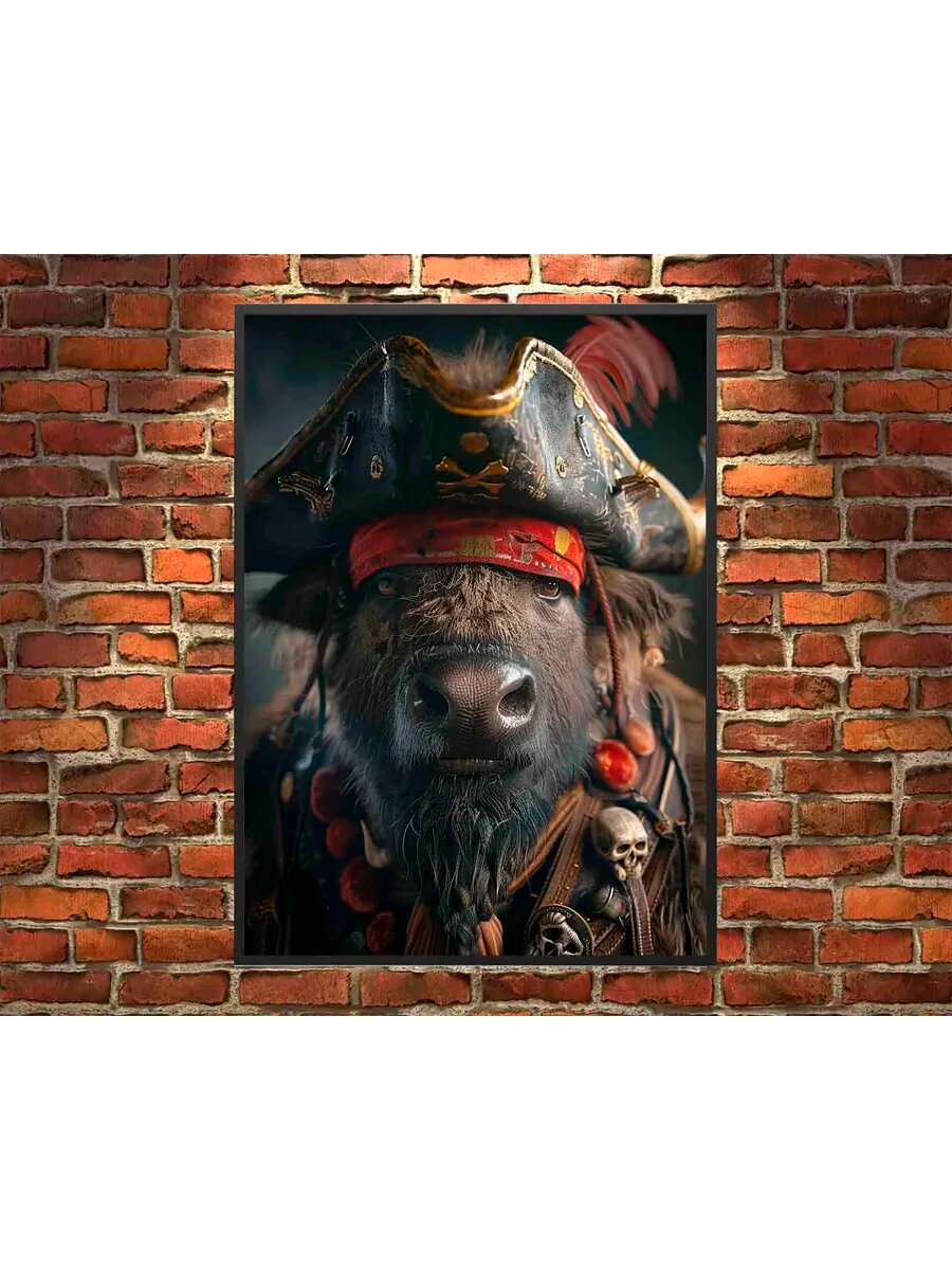 Бизон-животное-пират 4, Плакат 30x42см