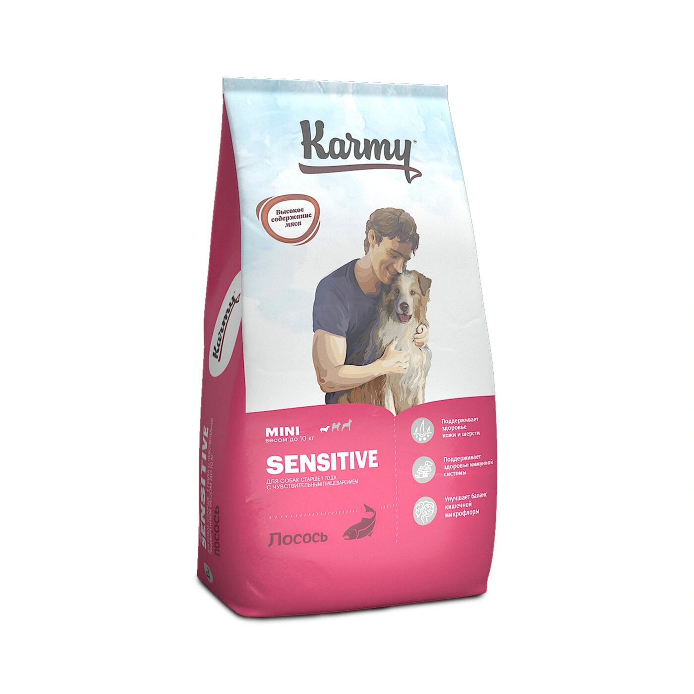 Корм сухой Карми Sensitive Mini для собак мелких пород с чувствительным пищеварением Лосось 10кг