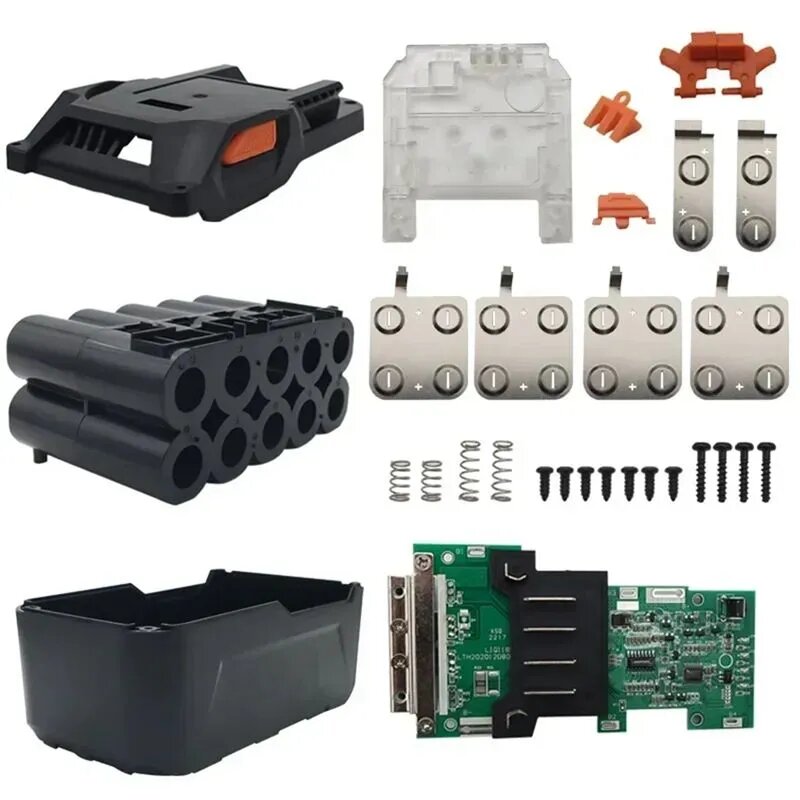 Пластиковый корпус для сборки аккумулятора 10x21700 с платой защиты и зарядом для AEG / RIDGID, 18V, без элементов , R840083, CS0921, R84008, L1830R.