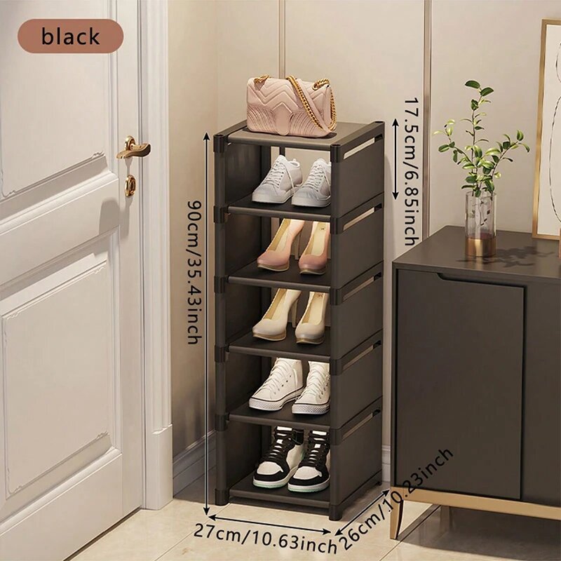 Металлическая многоярусная полка для обуви Черный, Black 6 layers