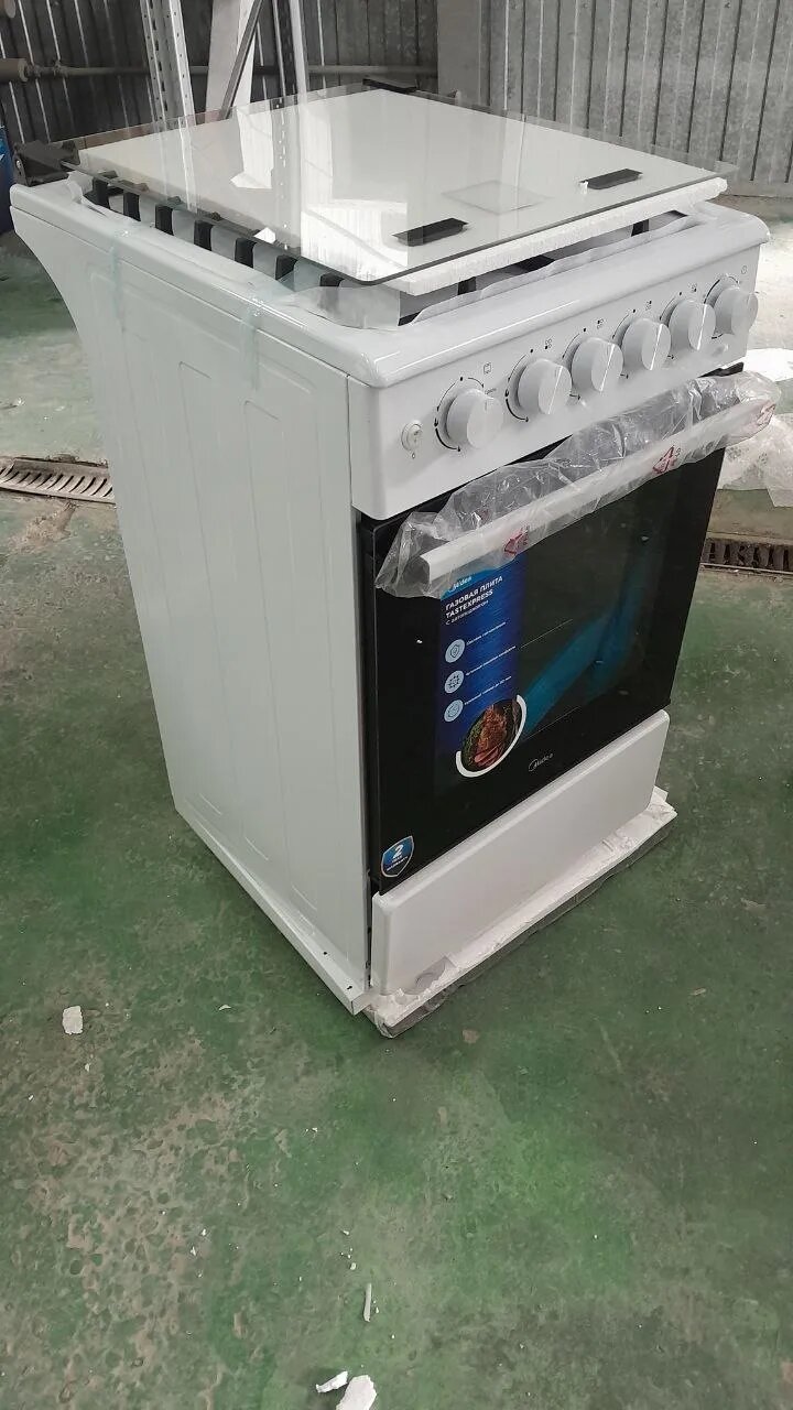 Плита газовая MIDEA MFO-M4G20T0E(WH) белый, полный г/контроль (уценка)