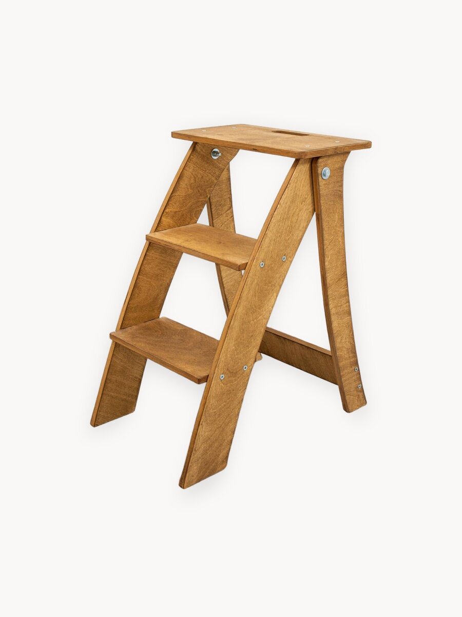 Табурет-стремянка ФанераФан 3 ступени, складная, березовая фанера, цвет махагон