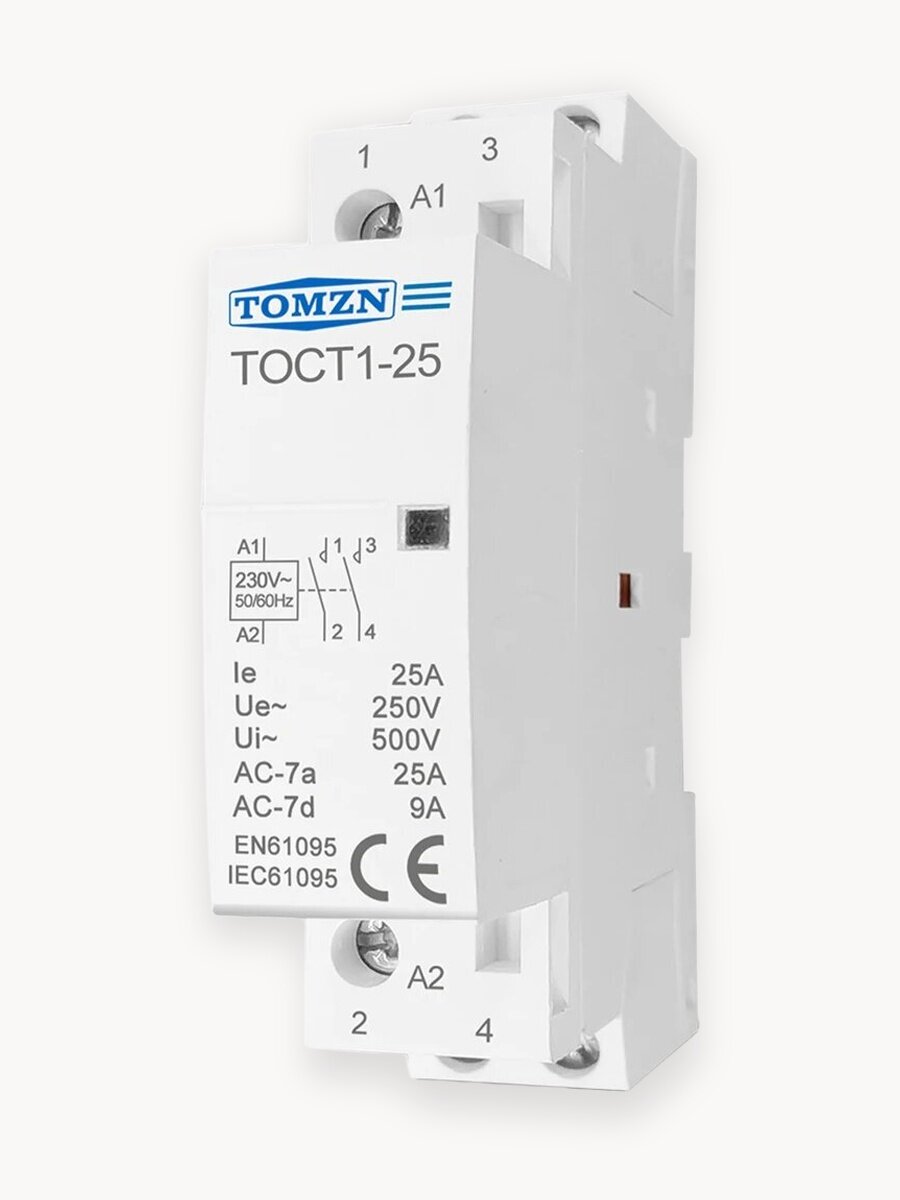 Контактор модульный TOMZN TOCT1-63 25А 230В 2NO нормально открытый