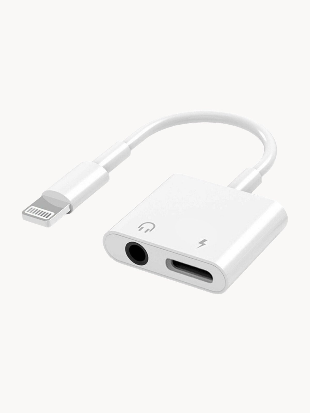 Переходник 2в1 для наушников и зарядки iPhone и iPad (Lightning - 3.5 mm jack), белый