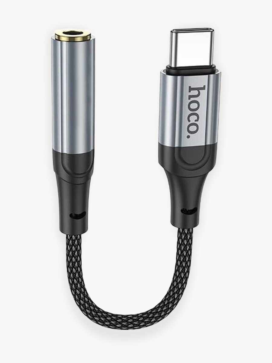 Аудио адаптер переходник для наушников с Type-C USB-C на Jack 3.5 12см черный