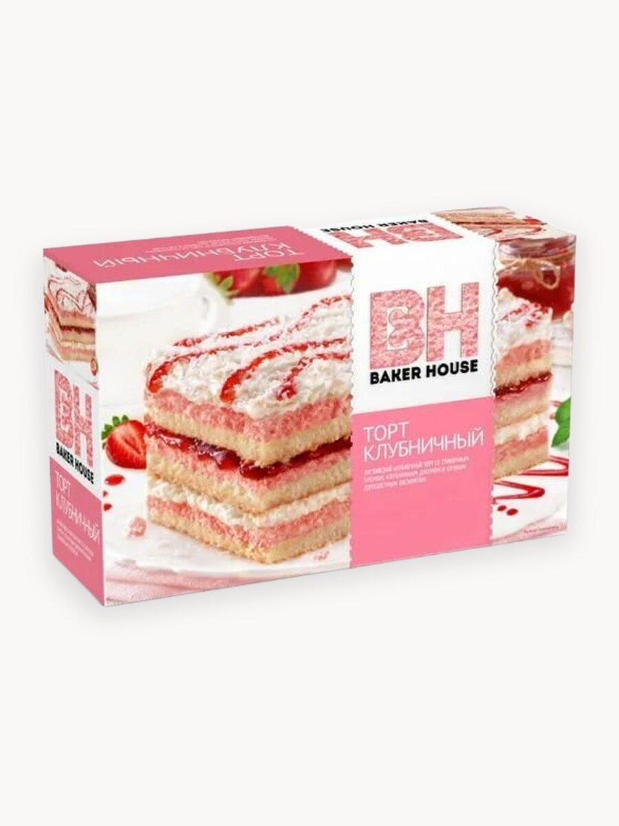 Baker House Торт бисквитный Виттория клубника 350 гр.