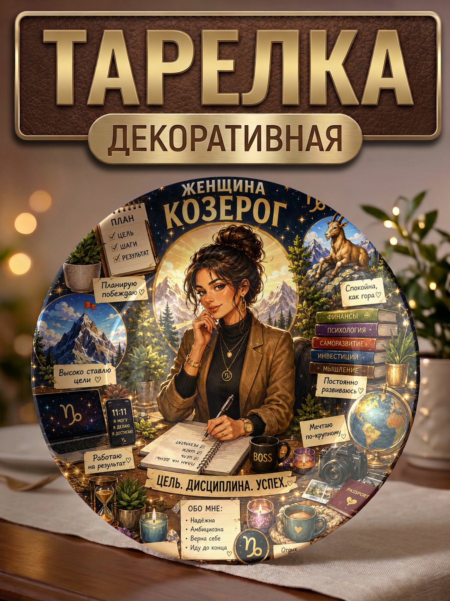 Тарелка декоративная Знак Зодиака Козерог Женщина