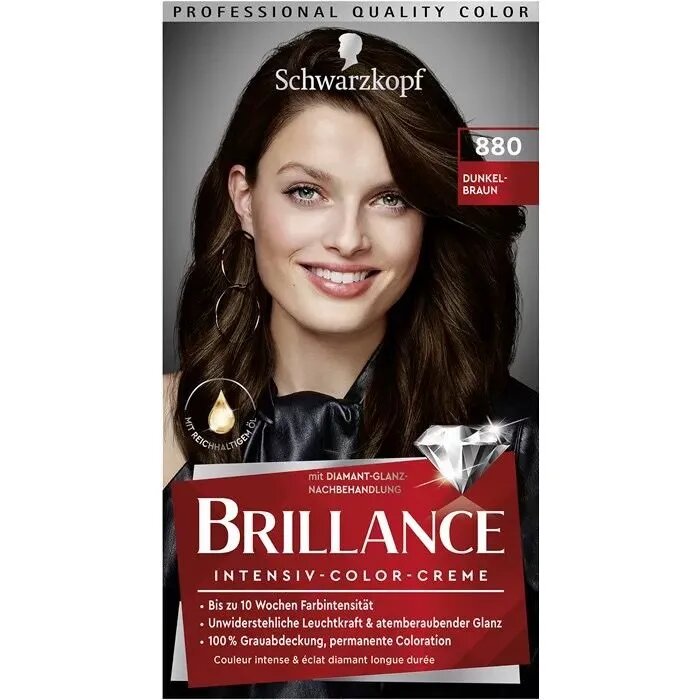 Schwarzkopf Brillance Краска для волос 880 Темно-коричневый, интенсивный цвет и блеск