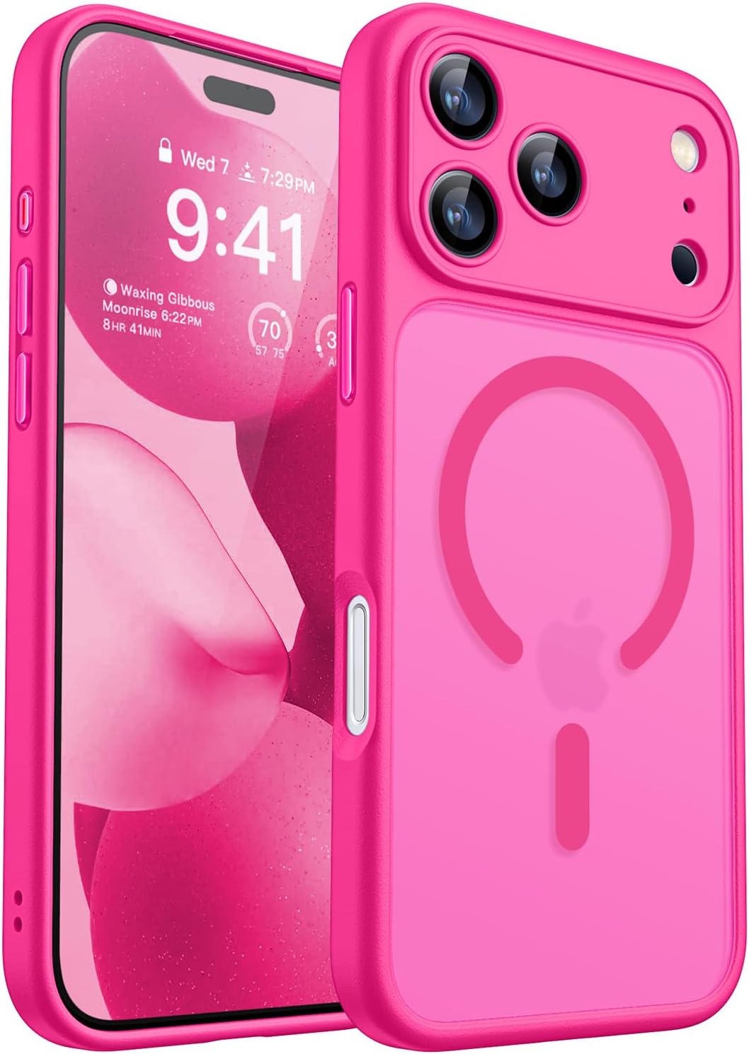 Магнитный чехол для iPhone 17 Pro Max, улучшенная версия полная защита камеры совместимость с MagSafe , противоударный защитный чехол для телефона с диагональю 6,9 дюйма, малиновый