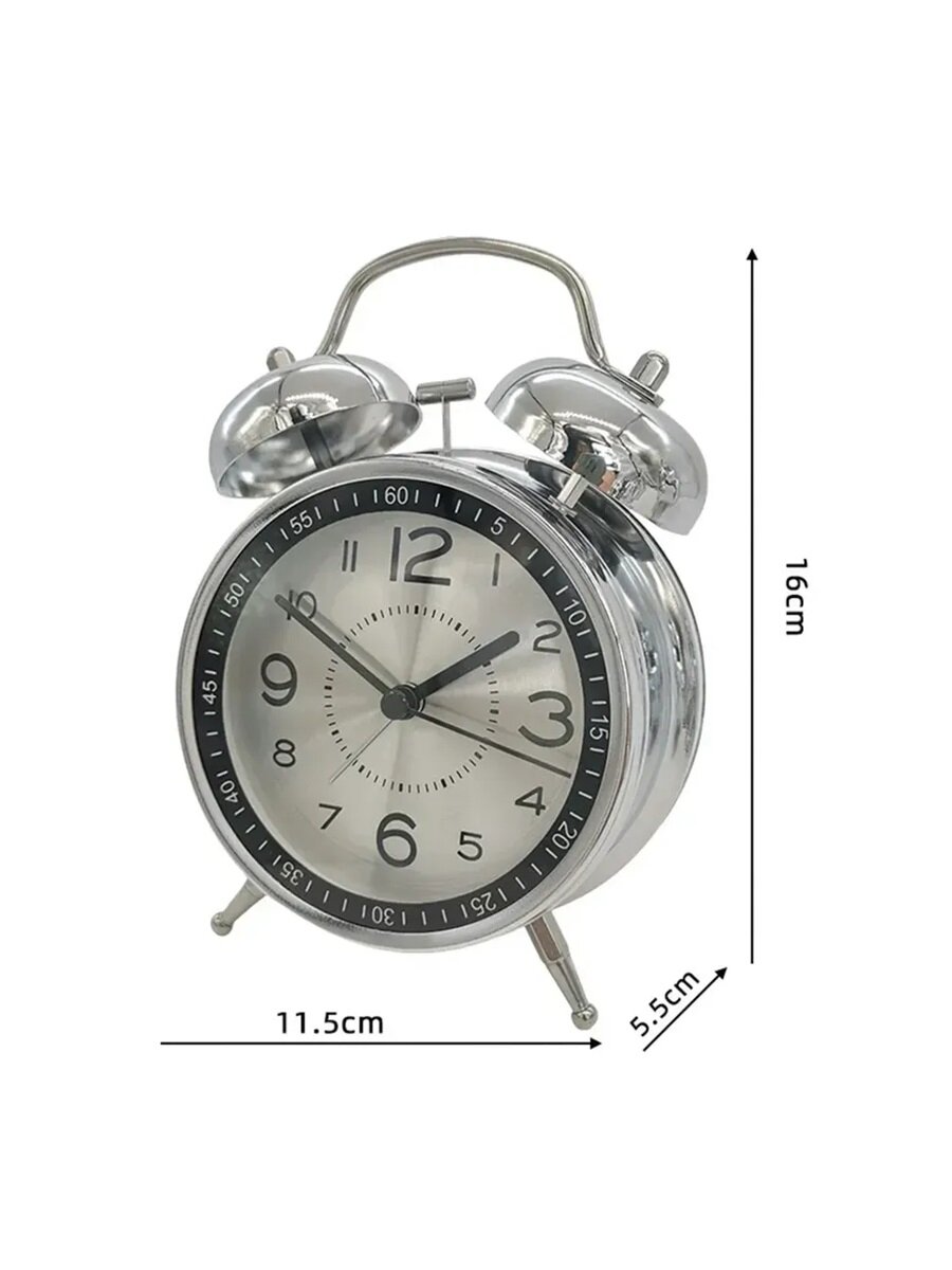 Громкий будильник с двумя звонками, механический, металлический, ночник, декоративный, с двумя звонками, ночник для спальни