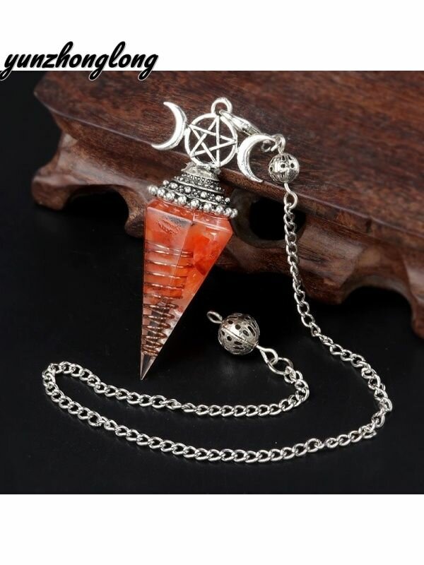 Yunzhonglong Маятник для биолокации из Красный агат, естественная руда, Кулон, звезда и луна