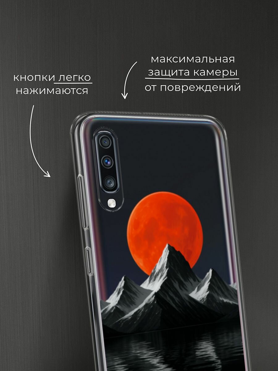 Силиконовый чехол на Samsung Galaxy A70 / Самсунг Галакси А70 с принтом Черная гора 3 — фото 1