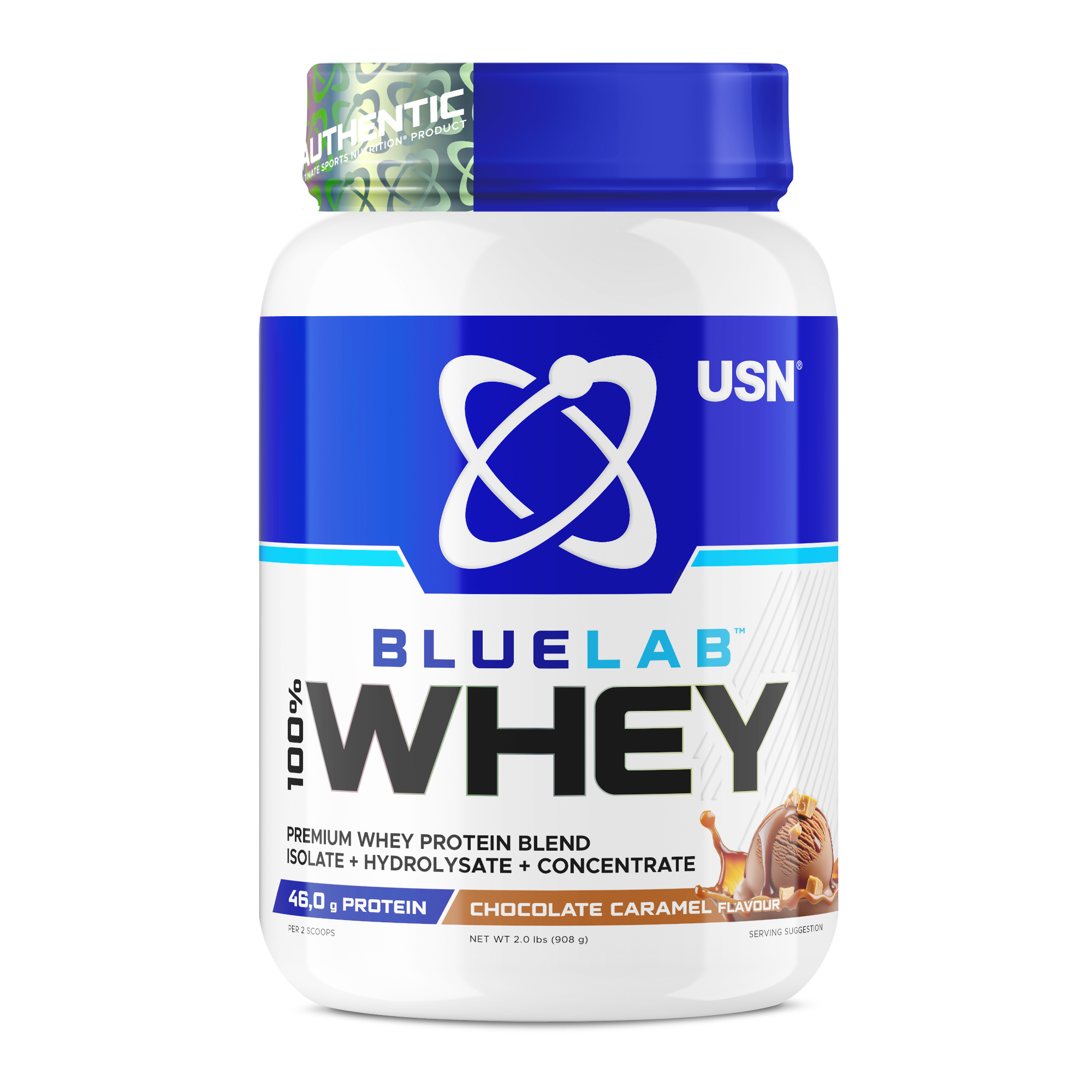 USN Blue Lab Whey premium protein Bar one (Chocolate bar) блюлаб 100% ВЕЙ премиум протеин со вкусом шоколад карамель, порошок, 908 г