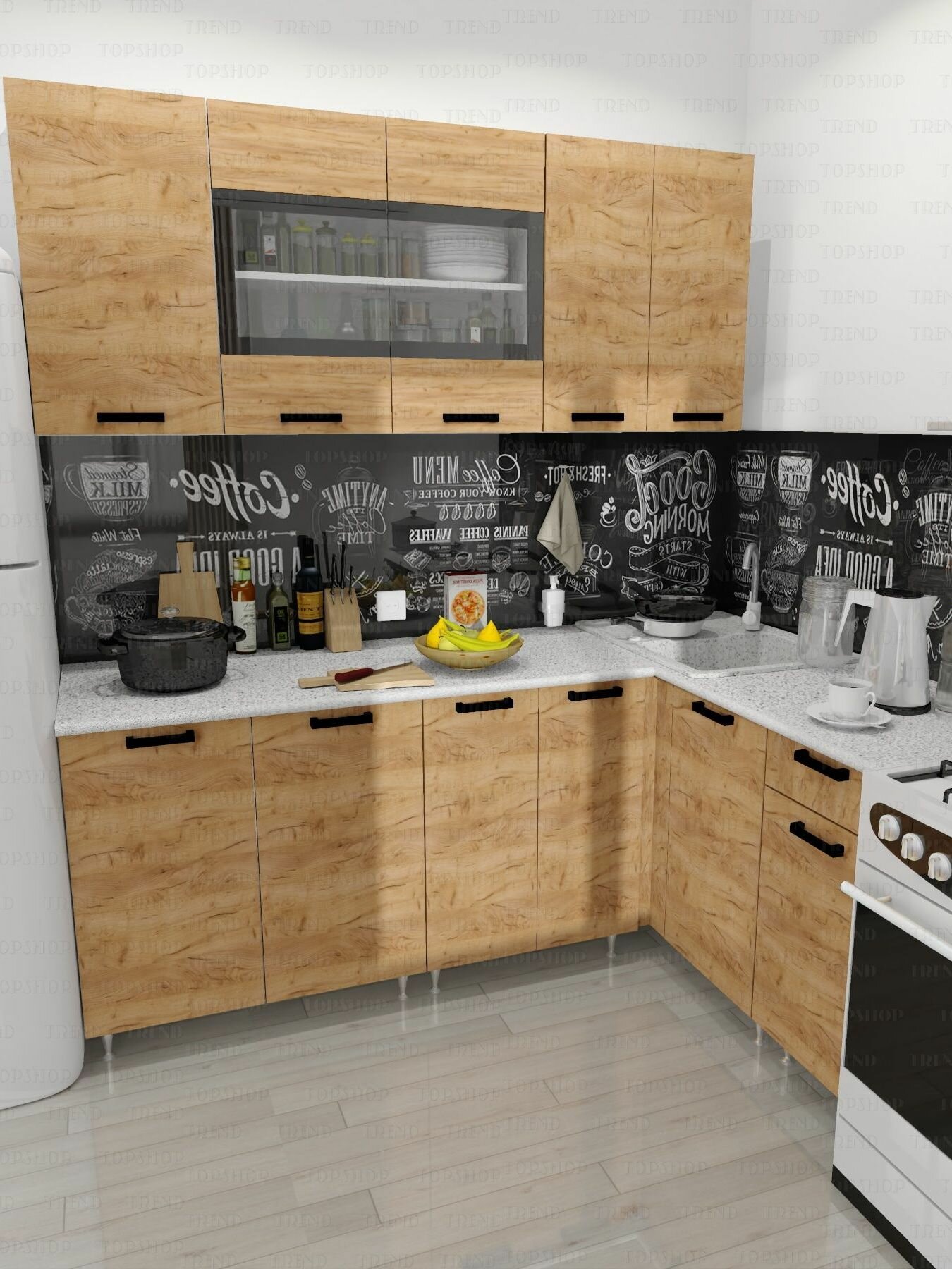 Угловой кухонный гарнитур 2.0х1.4 м, Крафт /Антарес