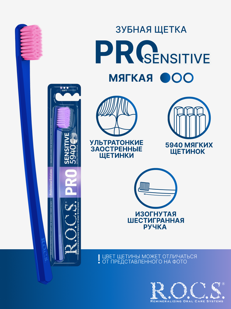 Зубная щетка R.O.C.S. PRO SENSITIVE мягкая, синяя