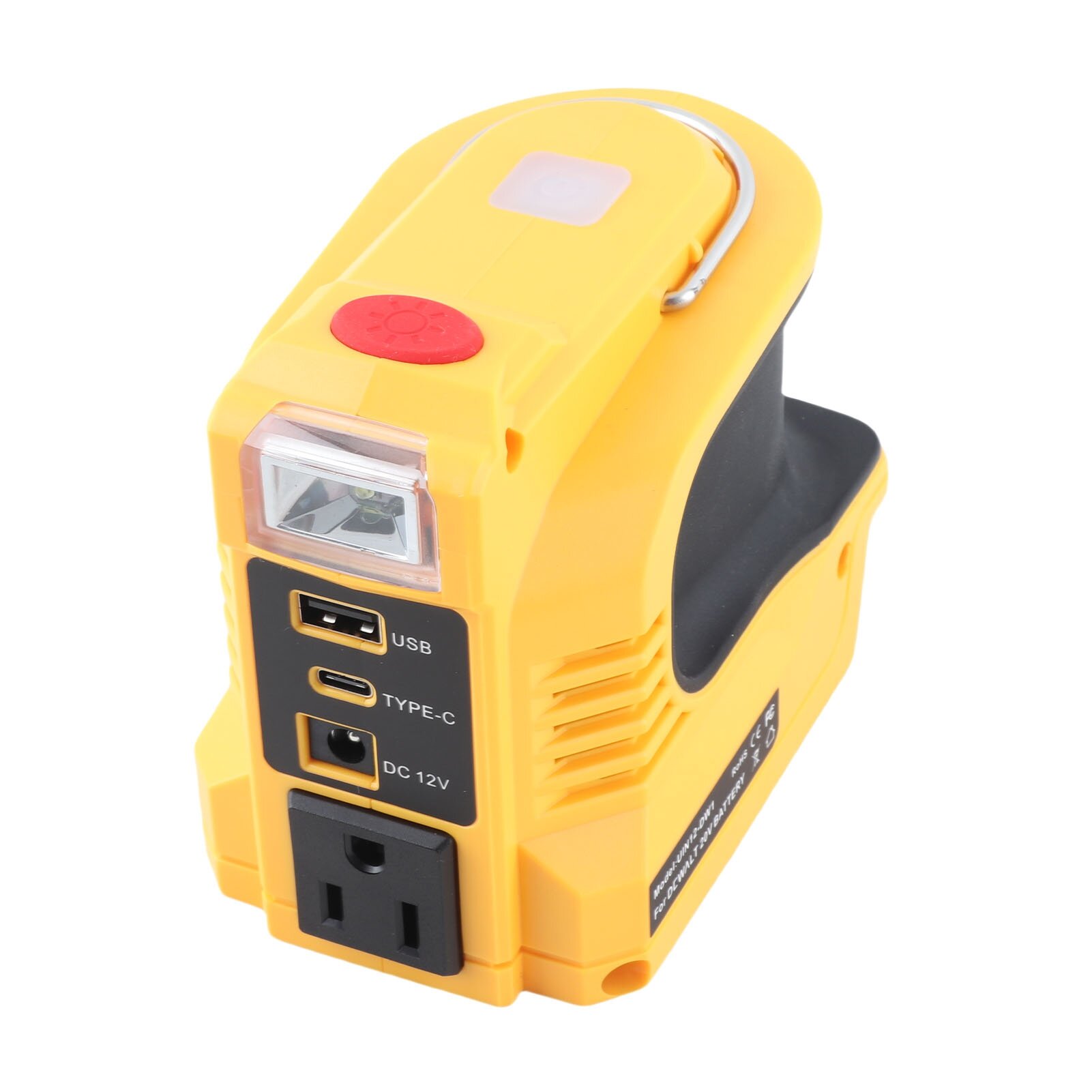 Портативный инвертор-конвертер мощностью 220 Вт для DCB204, DCB200, DCB203, литий-ионных аккумуляторов 18 В/20 В, выход постоянного тока USB Type-C, выход переменного тока.