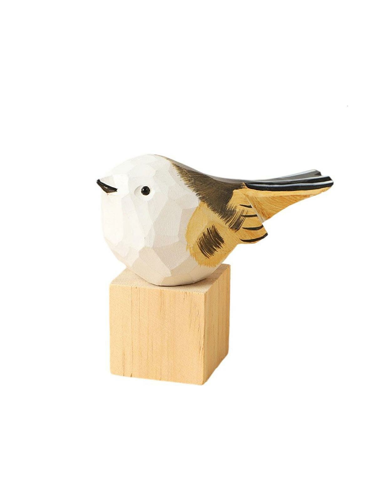 Резьба по дереву, Красочная фигурка птицы из деревянного бруска, Уникальные природные детали, декор домашнего стола ручной работы, подарок