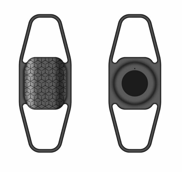 Силиконовый чехол для Apple AirTag черного цвета с ремешком, без встроенного трекера, надежная фиксация