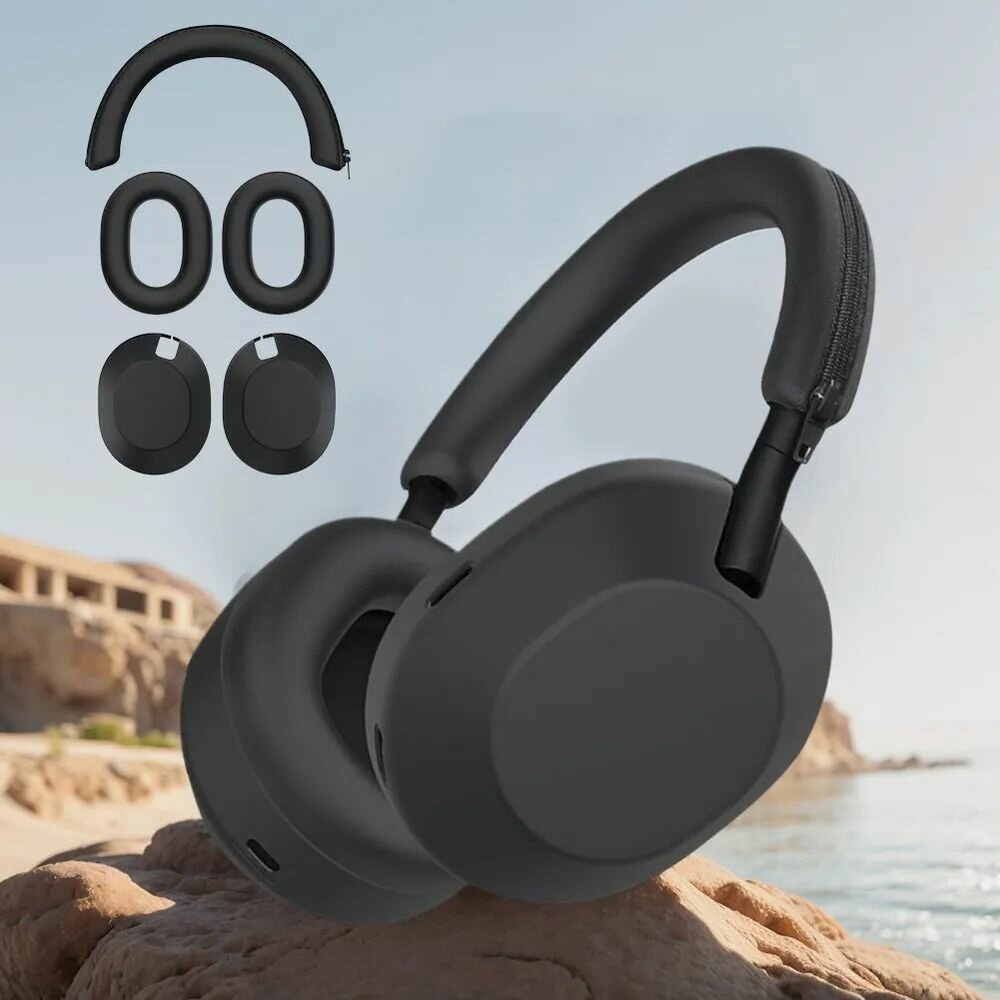 Однотонный силиконовый защитный чехол гарнитуры. Подходит для Sony WH-1000XM6