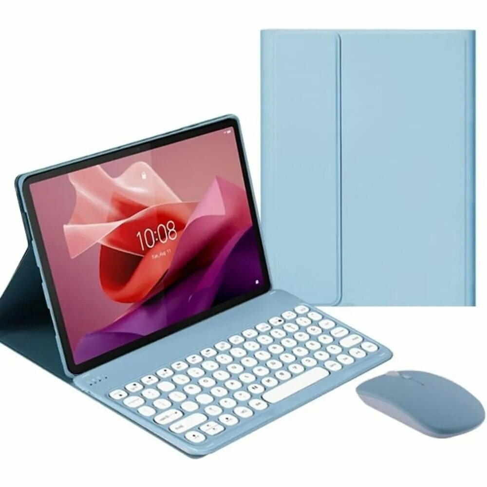 Для Honor Pad X9/X9 LTE 11,5 дюйма 2023 (ELN-W09/L09) с круглой клавиатурой Bluetooth мышь магнитно кожаный чехол русская и английская раскладка