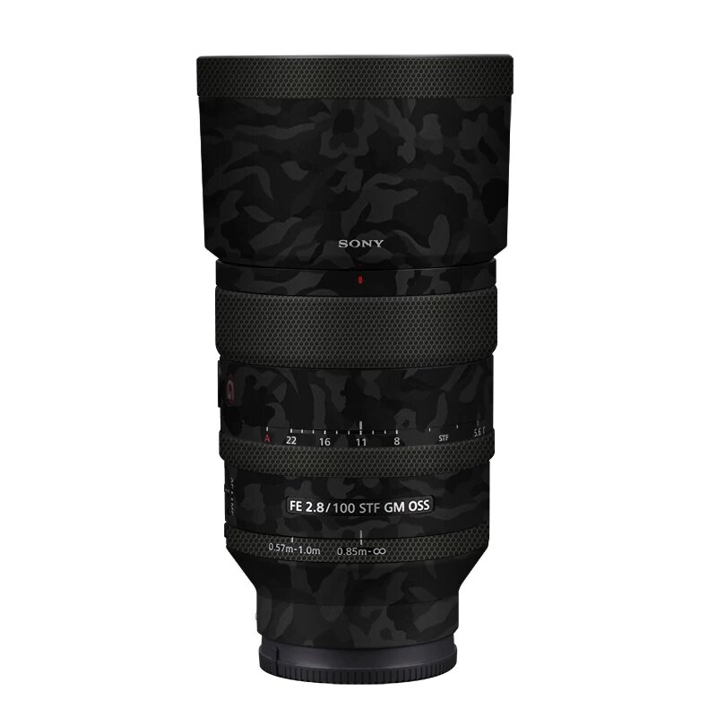 Объектив Sony FE 100mm F2.8 макро с черным камуфляжным покрытием в тени для камер