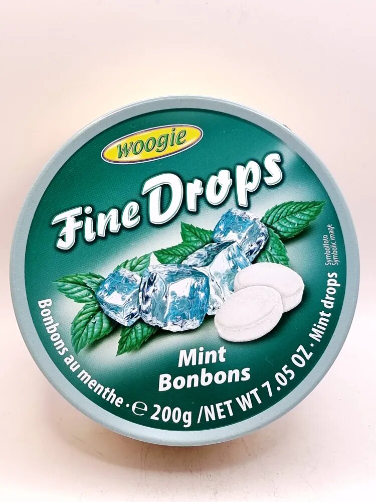 Леденцы Woogie FINE DROPS Mint Bonbons Мята 200 г (из Финляндии)