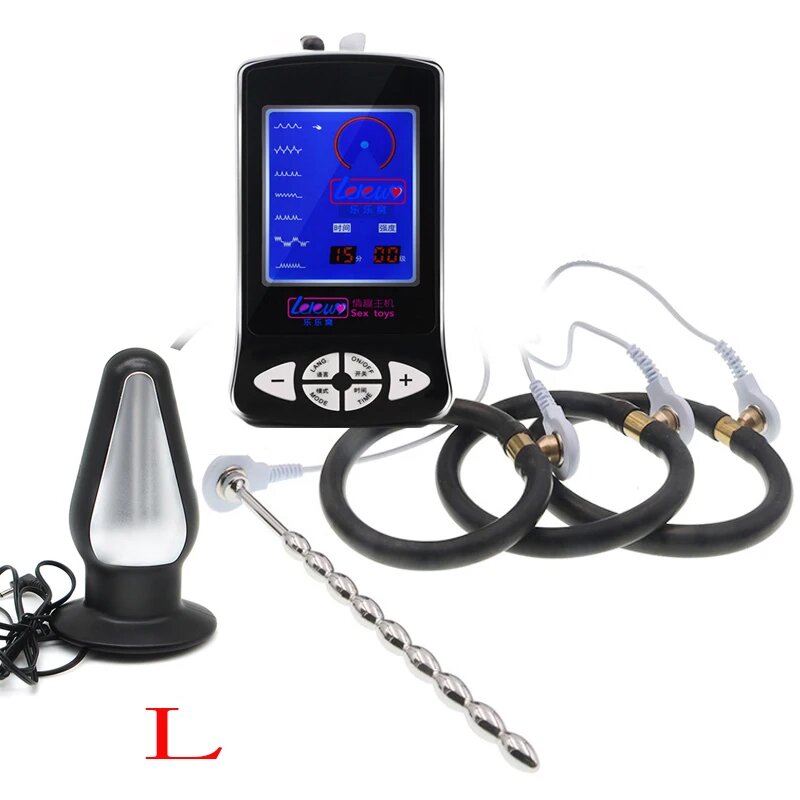 Анальная пробка BDSM с электрическим током, кольцо на член с электростимуляцией, уретрная пробка, 17