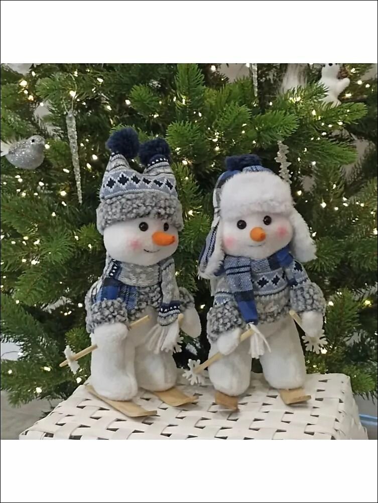 Игрушка под ёлку "Рождественские снеговики", высота 39см, прозрачный