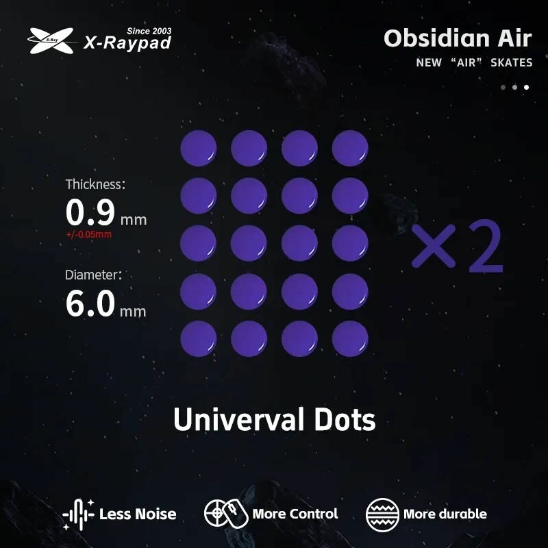 Ножки для мыши (глайды) X-Raypad Obsidian Air DIY Mouse Skates Universal D6.0mm Dots, универсальные, 0.9мм, D 6.0мм, 40шт