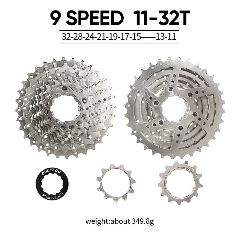 BUCKLOS Кассета для велосипеда 8/9 скоростей сталь 11-40 зубьев 9S 11-32T