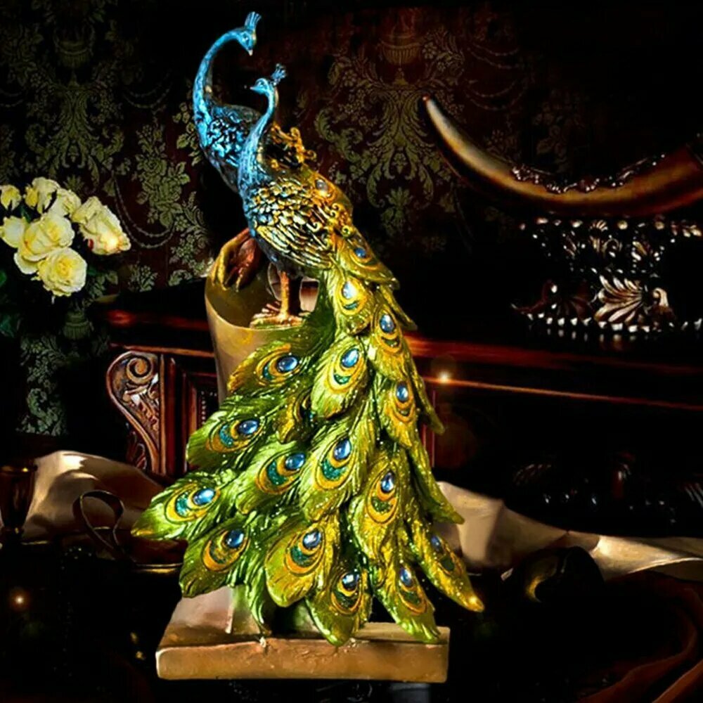 Декоративная Фигурка Павлина Из Смолы Для Домашнего И Офисного Оформления 1 Штука
