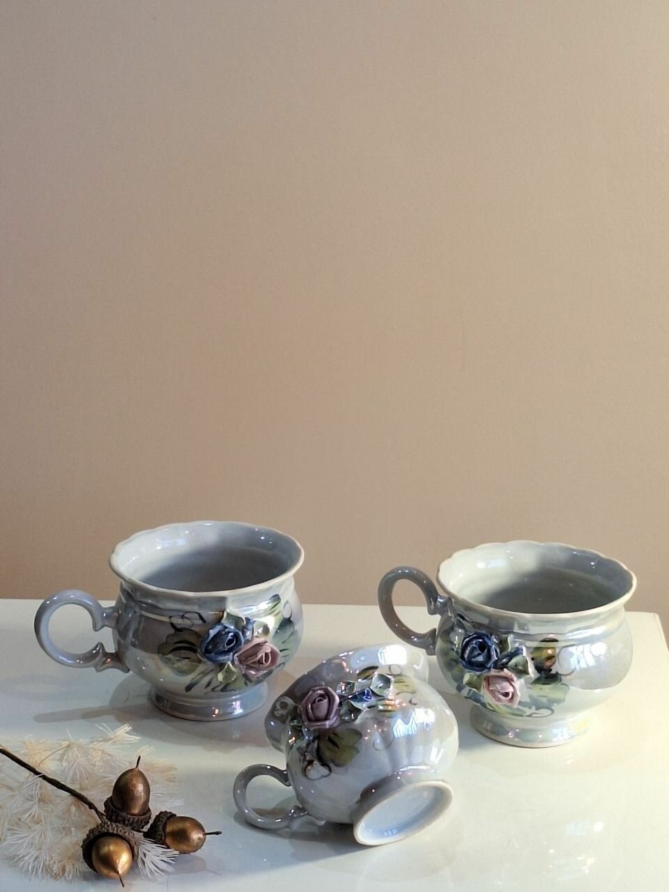 Чашка из фарфора ручной работы Кисловодск СССР 3 шт.