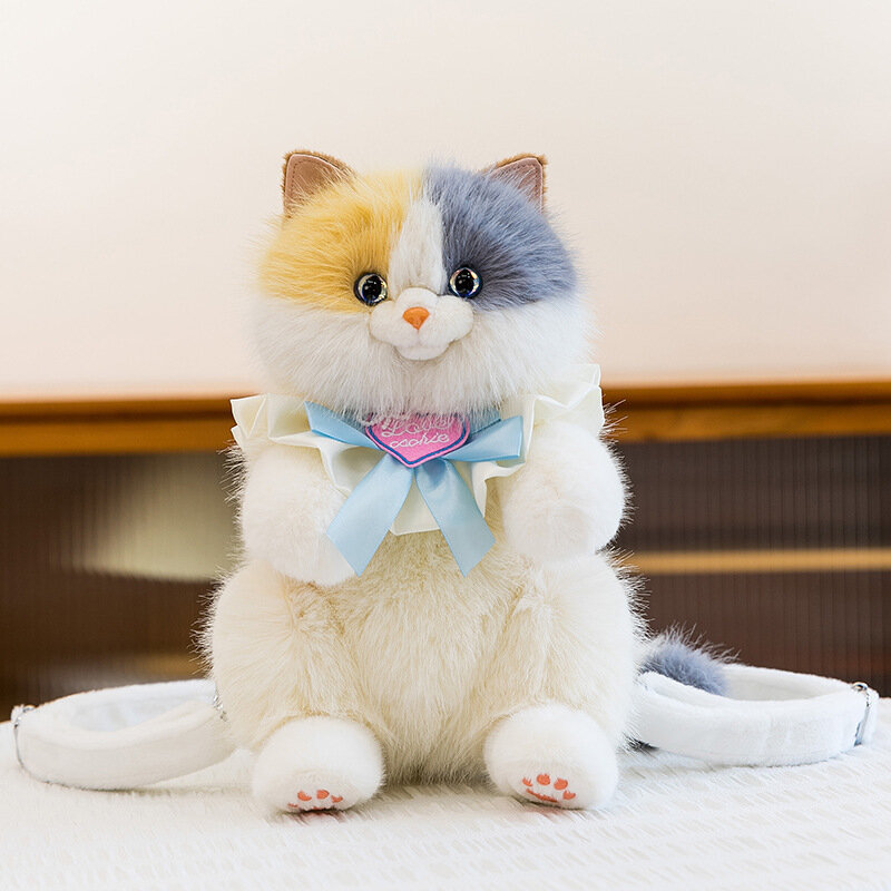 Игрушечная плюшевая кукла кошки-рэгдолл с музыкой, котенок с нагрудником, подарок для детей, интерактивная игрушка для родителей и детей