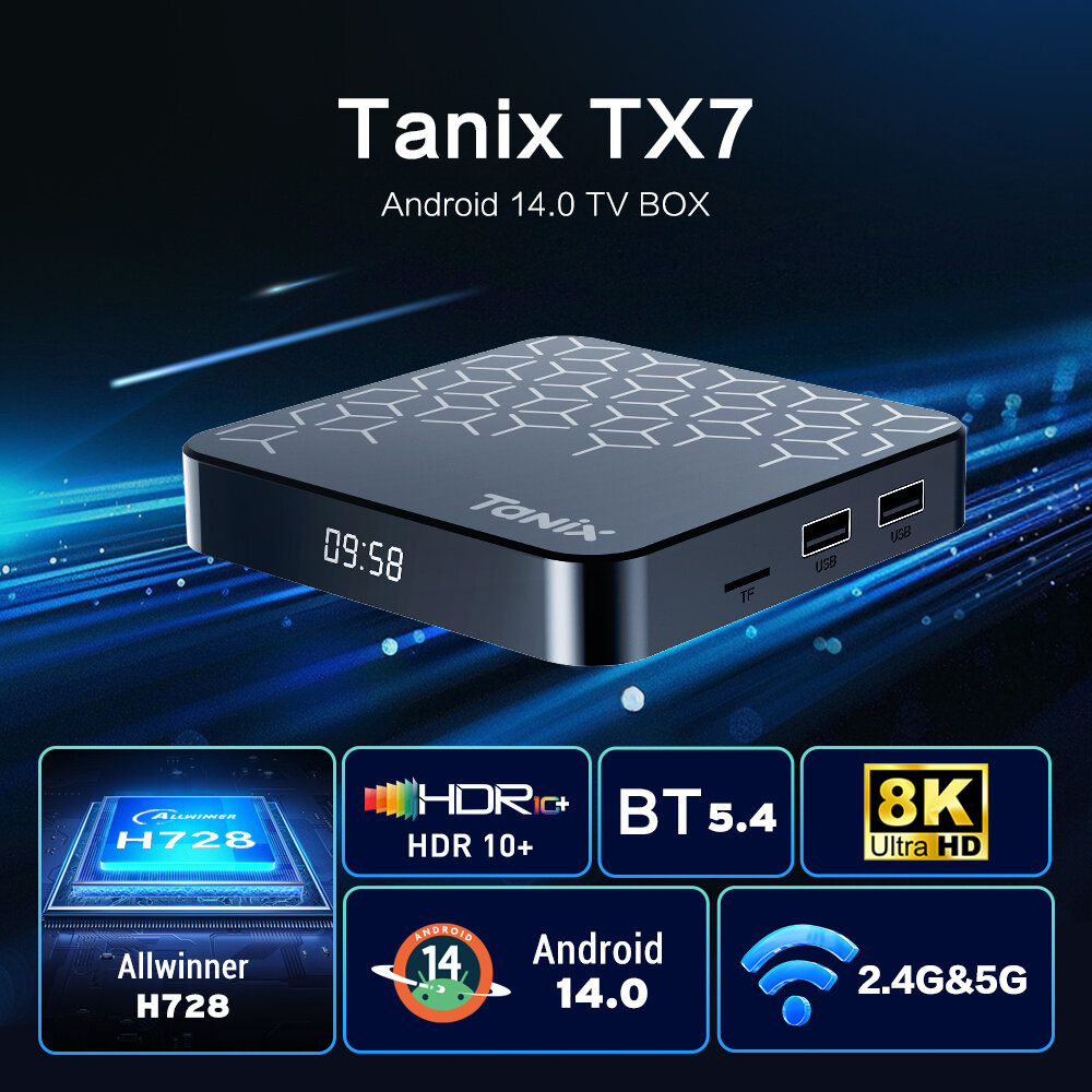 Медиаплеер Tanix TX7 Allwinner H728, 4GB/32GB, HDMI, Android 14.0