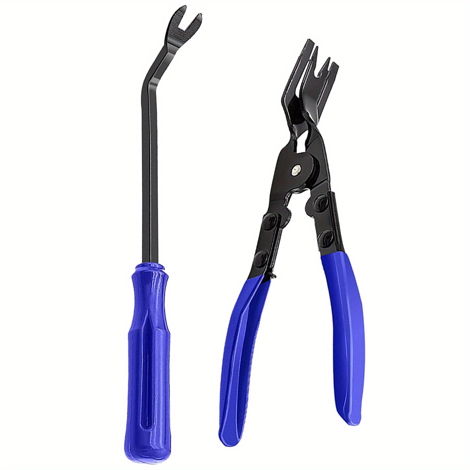 Клещи для снятия автомобильных пистонов и клипс, 2 шт, синие, инструмент для демонтажа пластиковых креплений дверных панелей и приборной панели