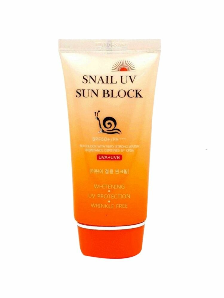 Jigott Snail Uv Sun Block Cream SPF50+PA+++ солнцезащитный крем с муцином улитки (70мл.)