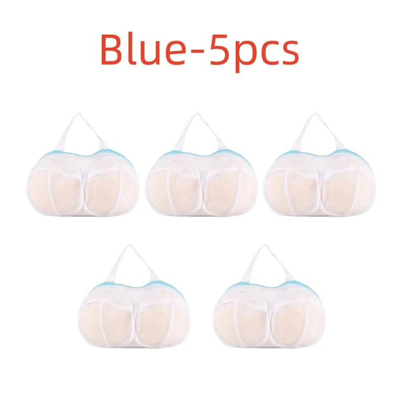 Сетчатый чехол для стирки бюстгальтеров Голубой, Blue-5pcs