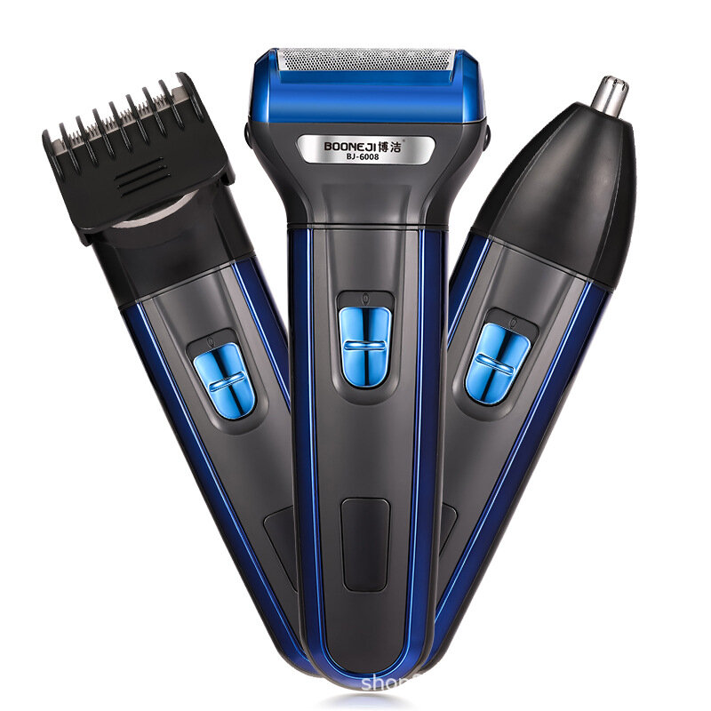 Многофункциональная электрическая бритва, возвратно-поступательный станок, перезаряжаемый 3-в-1 триммер для волос и носа для домашнего использования