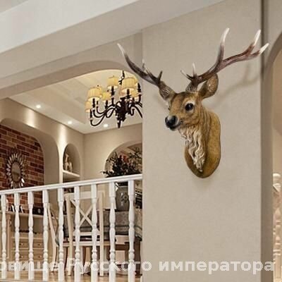 Голова оленя на стену из дерева, рога оленя сборная модель деревянная