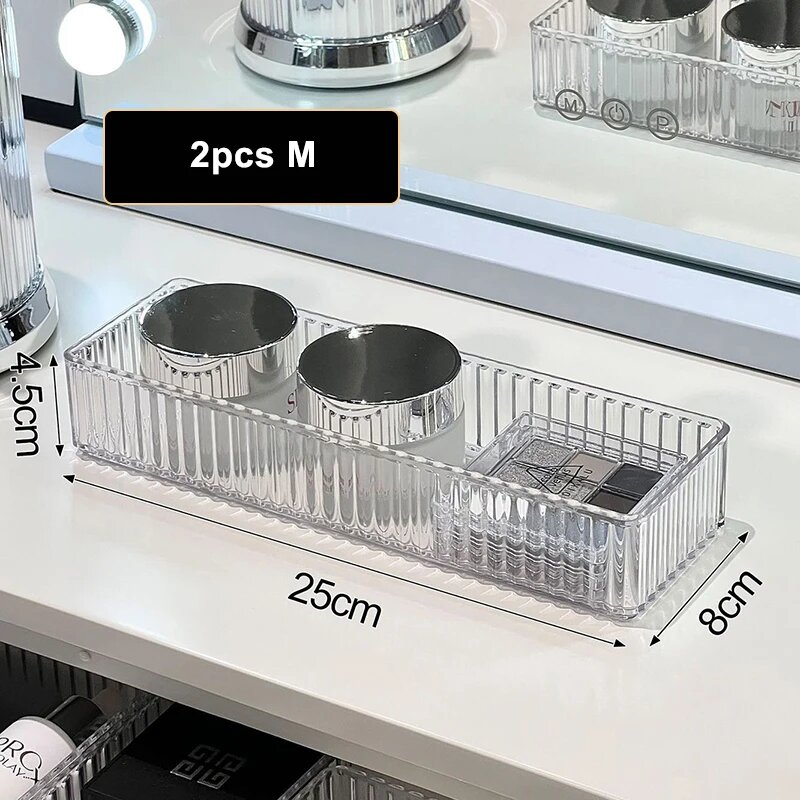 Многофункциональные прозрачные пластиковые коробки для хранения, набор для перегородки ящиков, легкая сортировка косметики, ювелирных изделий, канцелярских принадлежностей, органайзер для мелочей