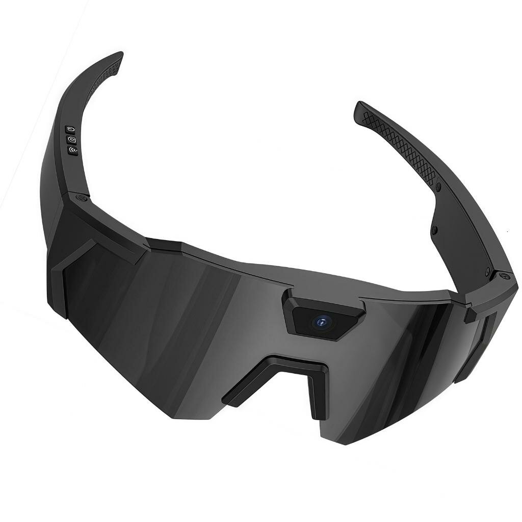 Умные очки с камерой для записи на улице, с беспроводным подключением, ветрозащитные, легкие для езды на велосипеде, Черная модель A