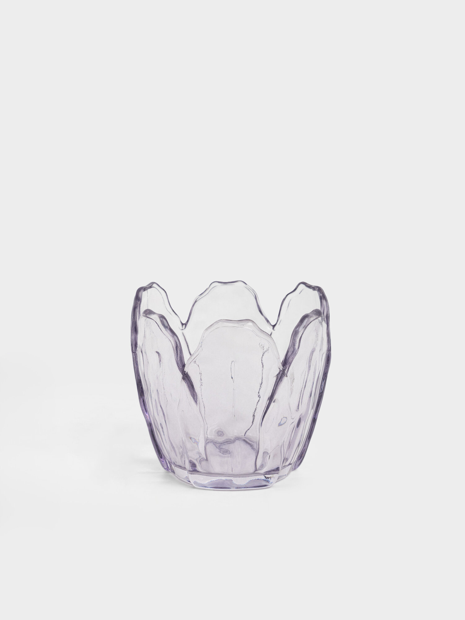 Подсвечник, 8x8 см, для чайной/тонкой свечи, стекло, фиолетовый, Тюльпан, Fleur color, Kuchenland