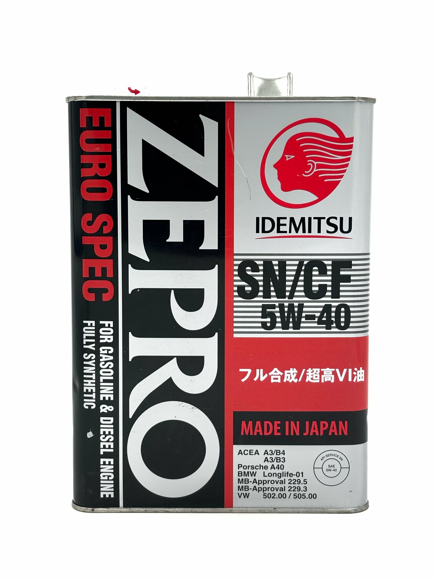 Масло моторное Idemitsu Zepro Euro Spec 5W-40 SN/CF, 4 литра