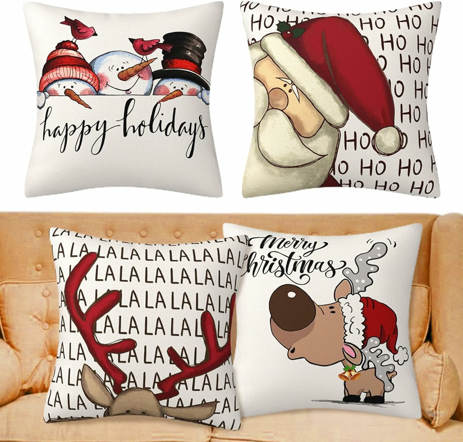 Fundas naviñas para Cojines 18x18 - Juego 4 Fundas para Cojines sofá | Fundas Almohada Adornos naviños para decoración del hogar, decoración naviña Granja