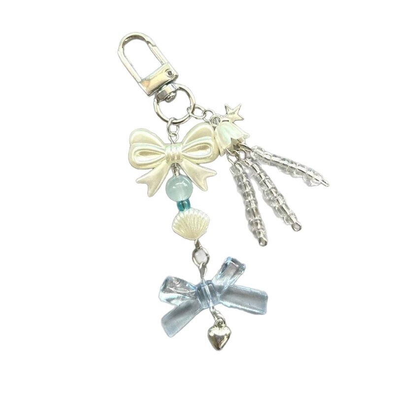 Бант, ракушка, звезда, вышитый бисером, цепочка для мобильного телефона