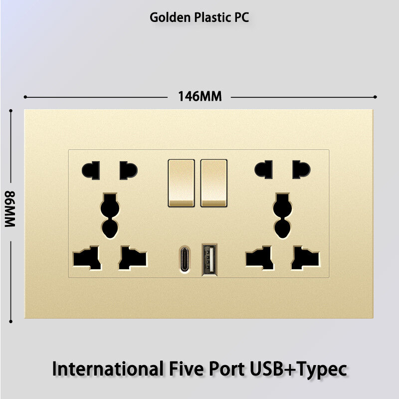 Гонконг Британский стандарт 146 Double Union 13A Британский TYPEC USB Зарядная розетка Международная пятидверная