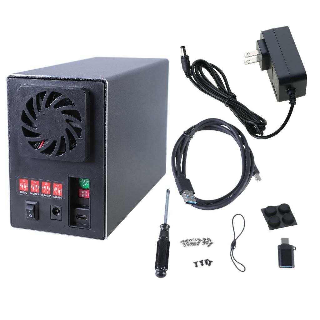 2-слотовый корпус для HDD 3.5" с USB C и USB A, Правила США