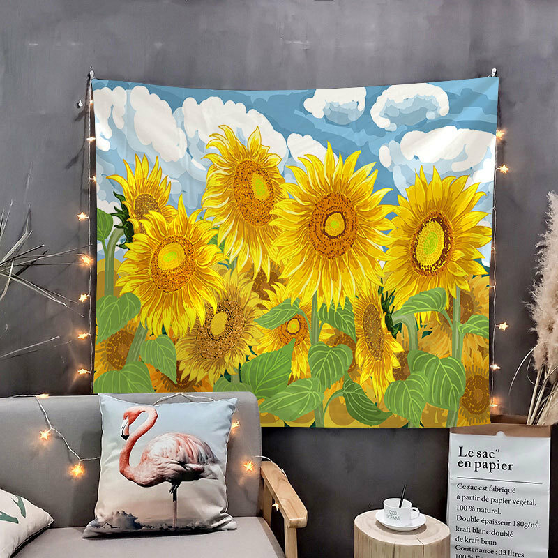 Amazon AliExpress Подсолнух цветочный фон ткань подвесная ткань настенная ткань живая Декоративная Ткань Гобелен на